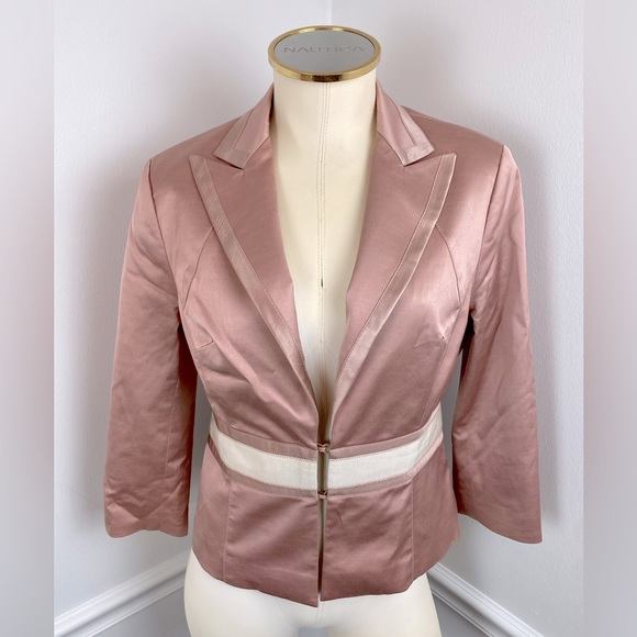 bebe | Jackets & Coats | Bebe Blush Rose Satin Pleated Ruffle Back ...